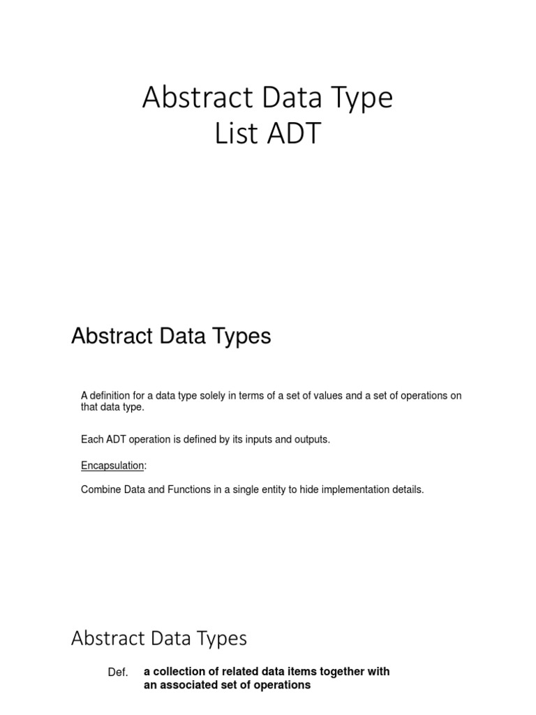 Abstract Data Type List ADT | PDF | Data Type | Pointer (Computer ...