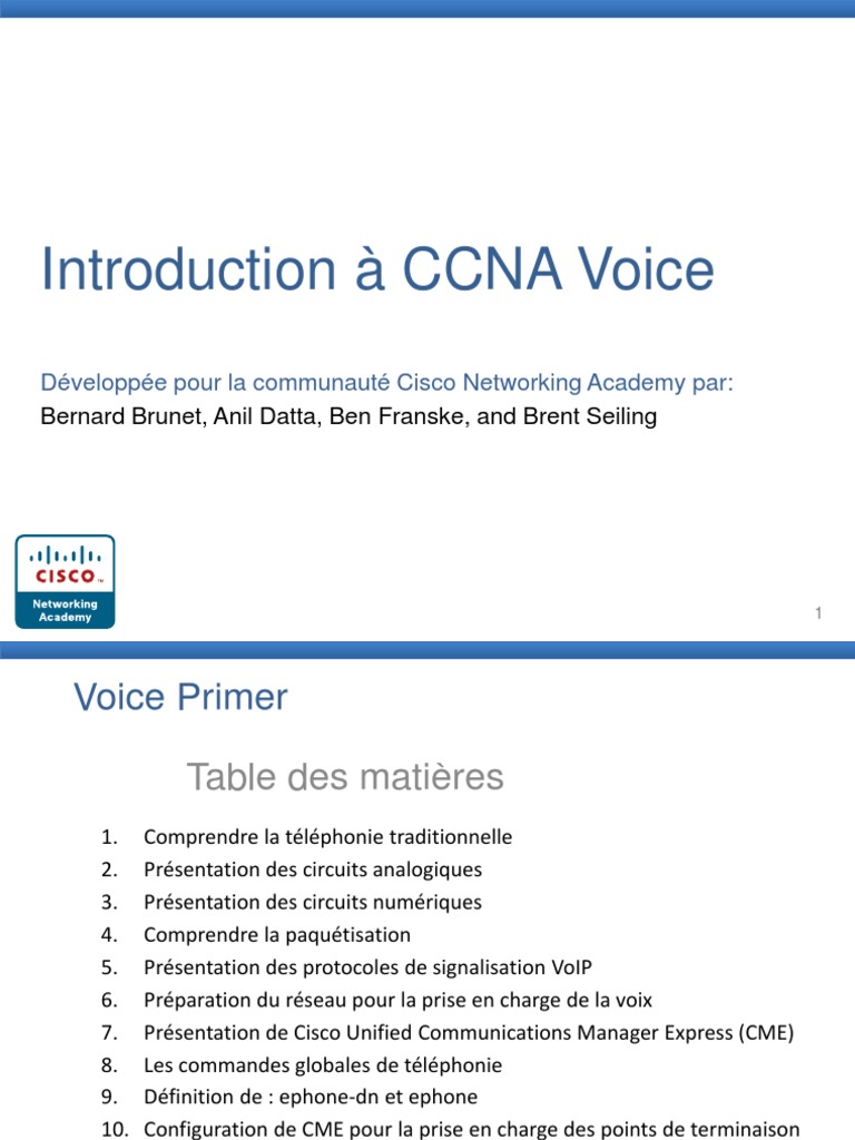 Introduction À CCNA Voice | PDF | Voix sur IP | Commutateur téléphonique