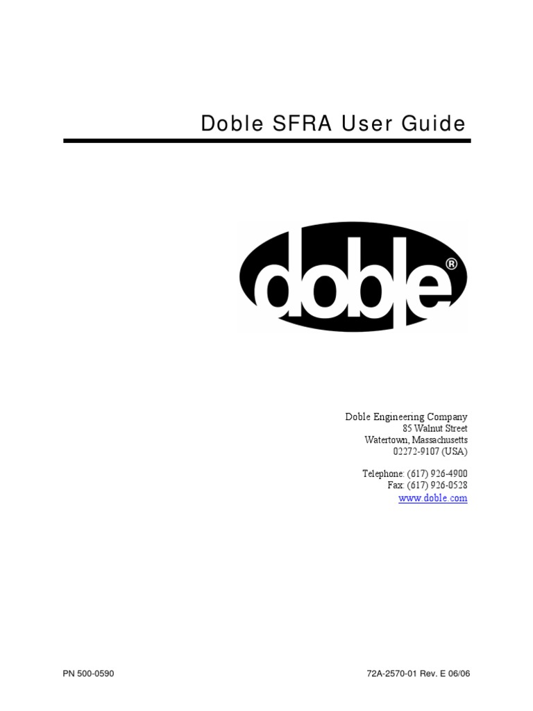 DOBLE SFRA User Guide PDF | PDF | Passivity (Engineering) | Electrical ...