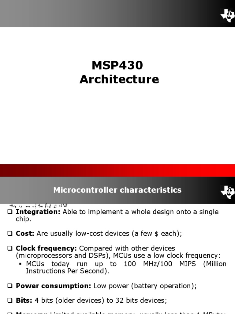 MSP430 Microcontroller Guide | PDF | Central Processing Unit | Microcontroller