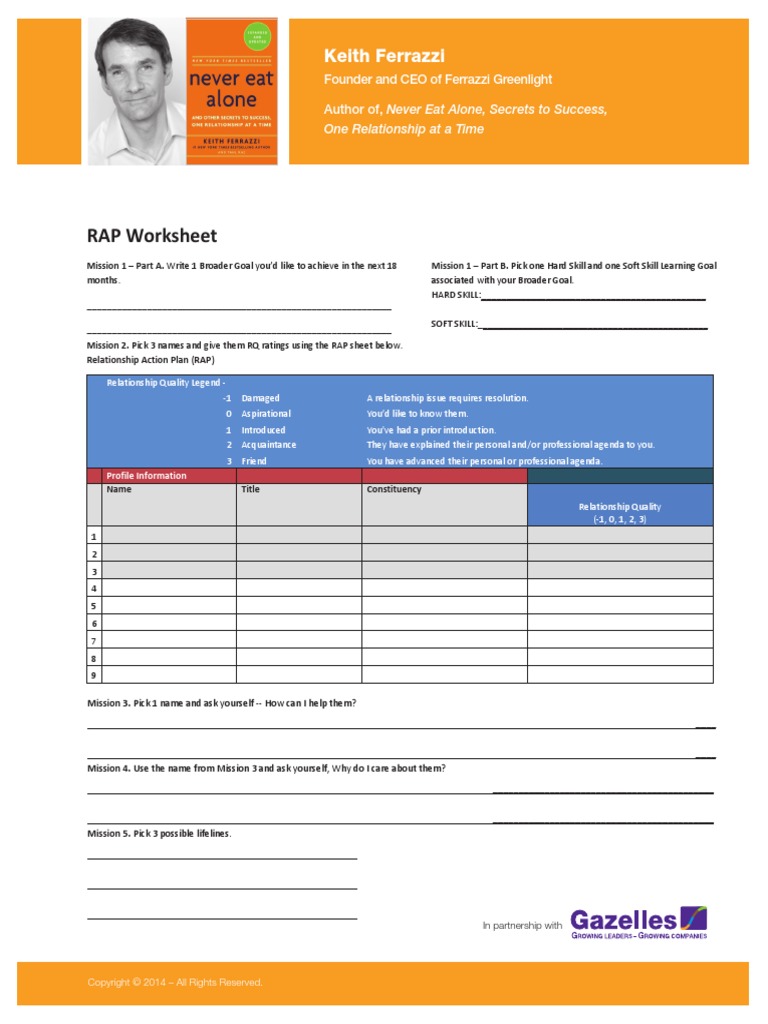 RAP Worksheet RAP Worksheet: Keith Ferrazzi | PDF
