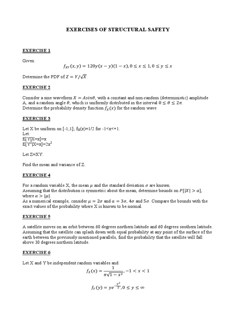 Structural Safety Exercises | PDF | Probability Density Function ...