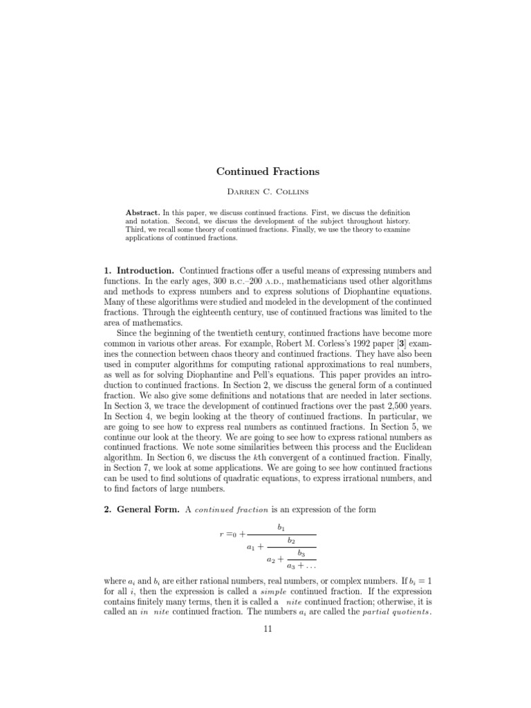Continued Fractions | PDF | Numbers | Rational Number