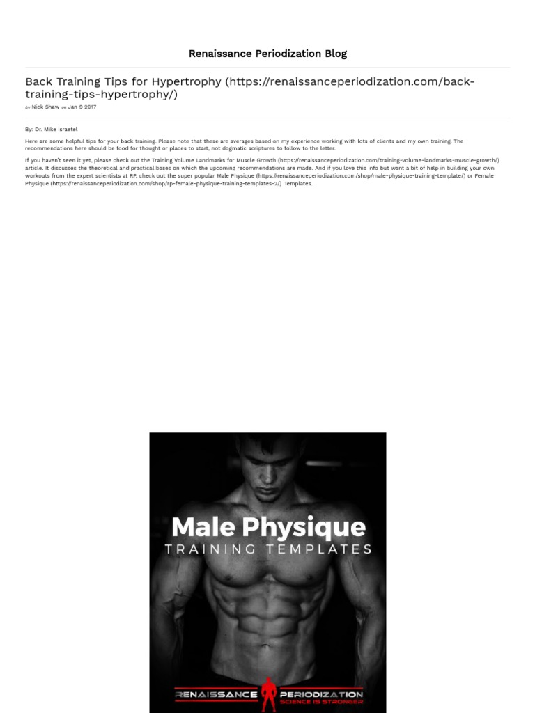 Back Training Tips For Hypertrophy - Renaissance Periodization | PDF ...