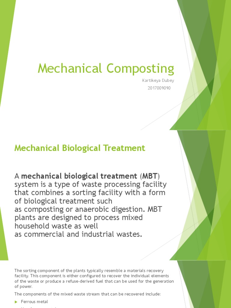 Mechanical Composting: Kartikeya Dubey 2017009090 | PDF