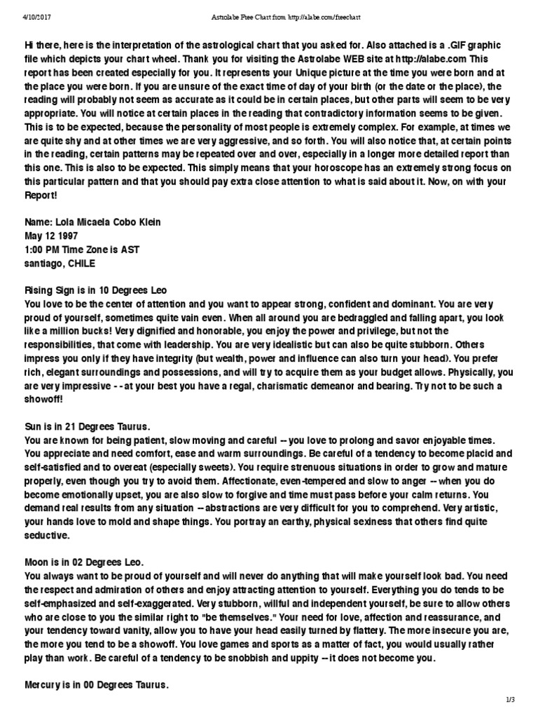 Astrolabe Free Chart From HTTP Alabe - Com Freechart | PDF | Horoscope ...