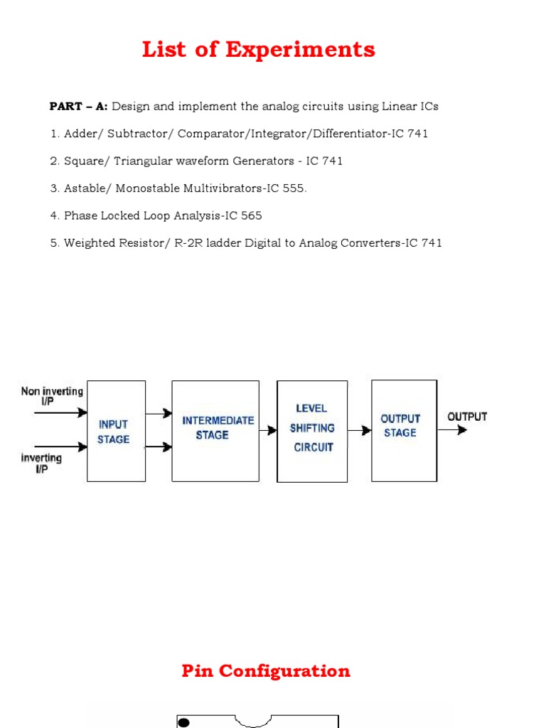 List of Experiments: Part - A: Design and Implement The Analog Circuits ...