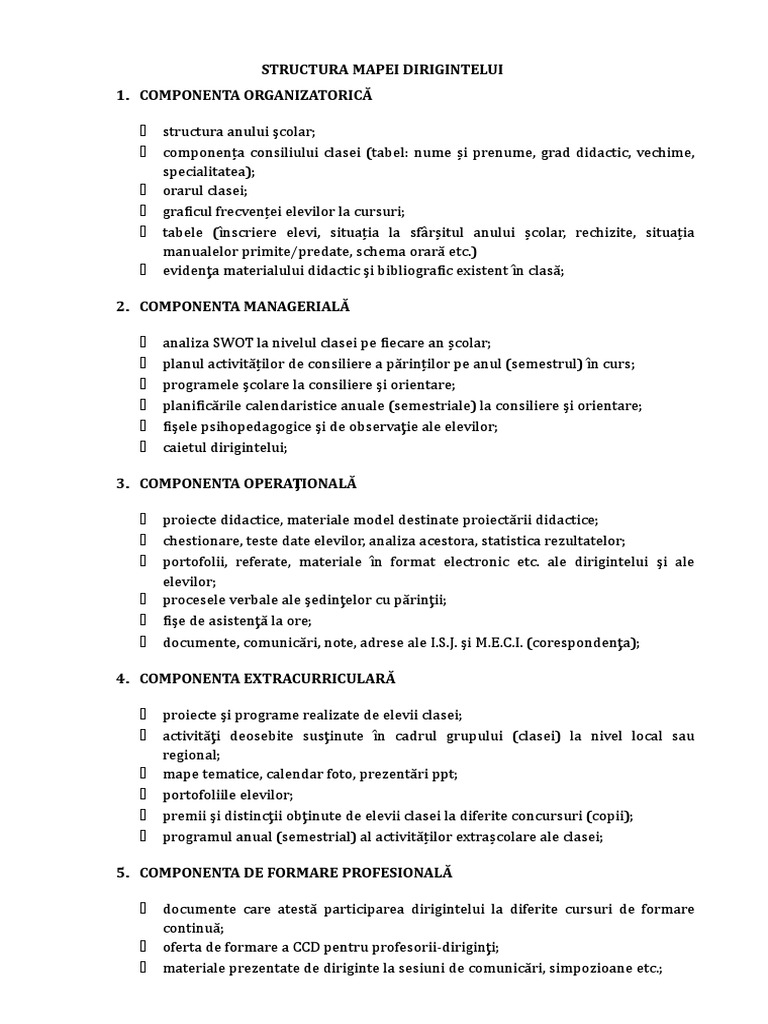 Structura Mapei Dirigintelui | PDF