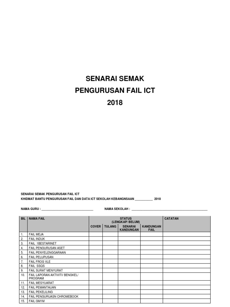 Senarai Semak Fail Kursus