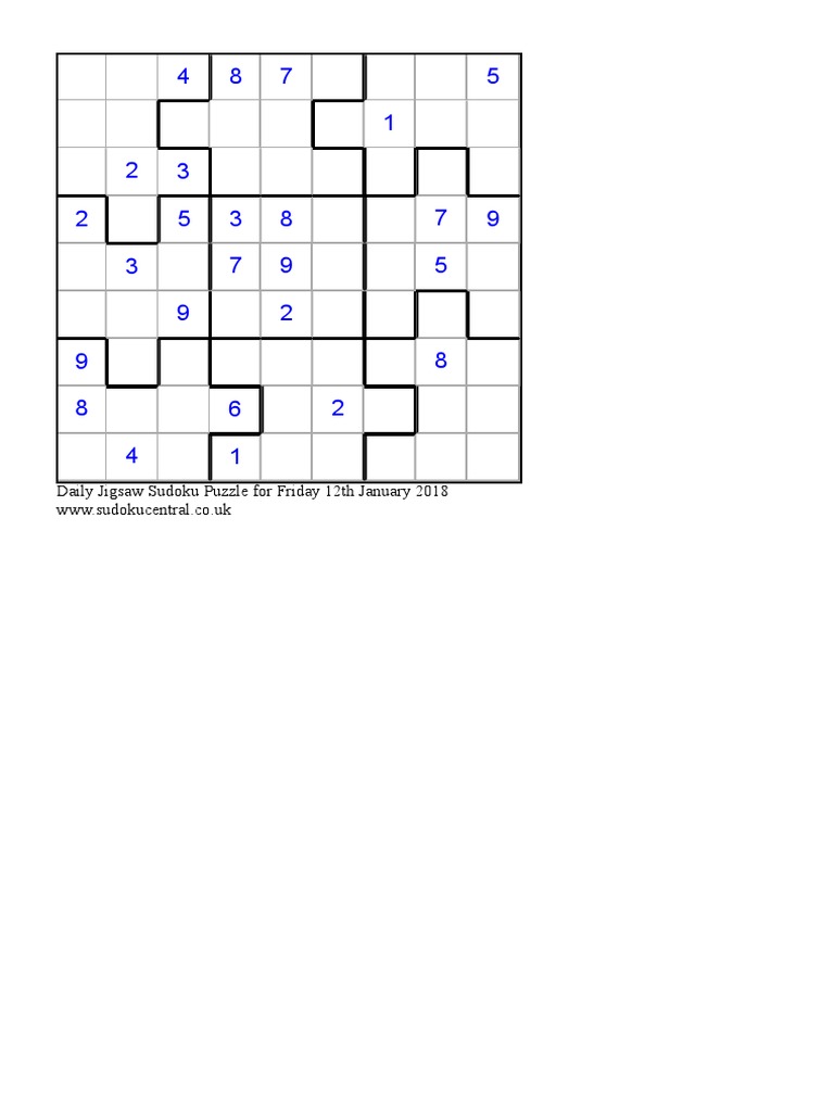 Jigsaw Sudoku Print Version - 012 | PDF