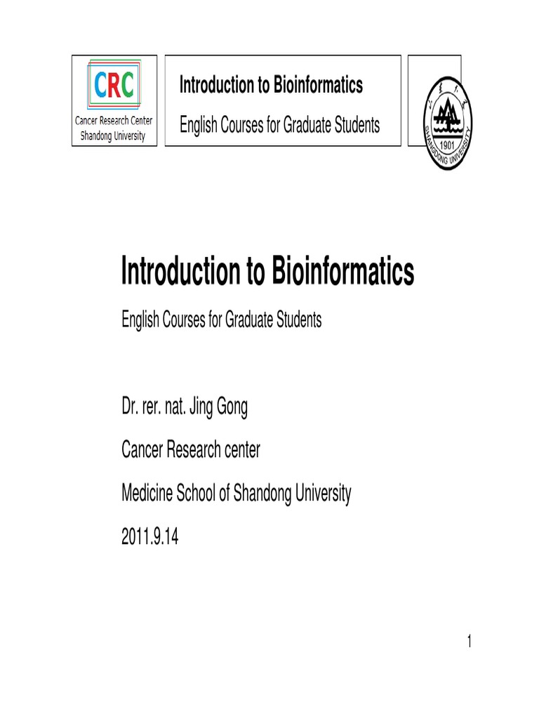 Introduction To Bioinformatics | PDF | Bioinformatics | Francis Crick