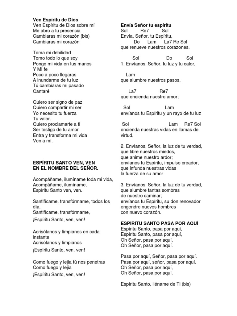 Ven Espíritu de Dios Envía Señor tu espíritu