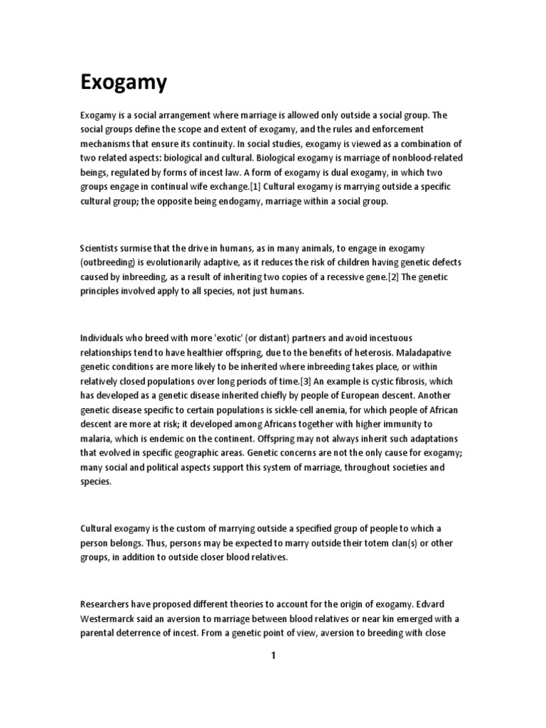 Exogamy | PDF | Kinship And Descent | Biology
