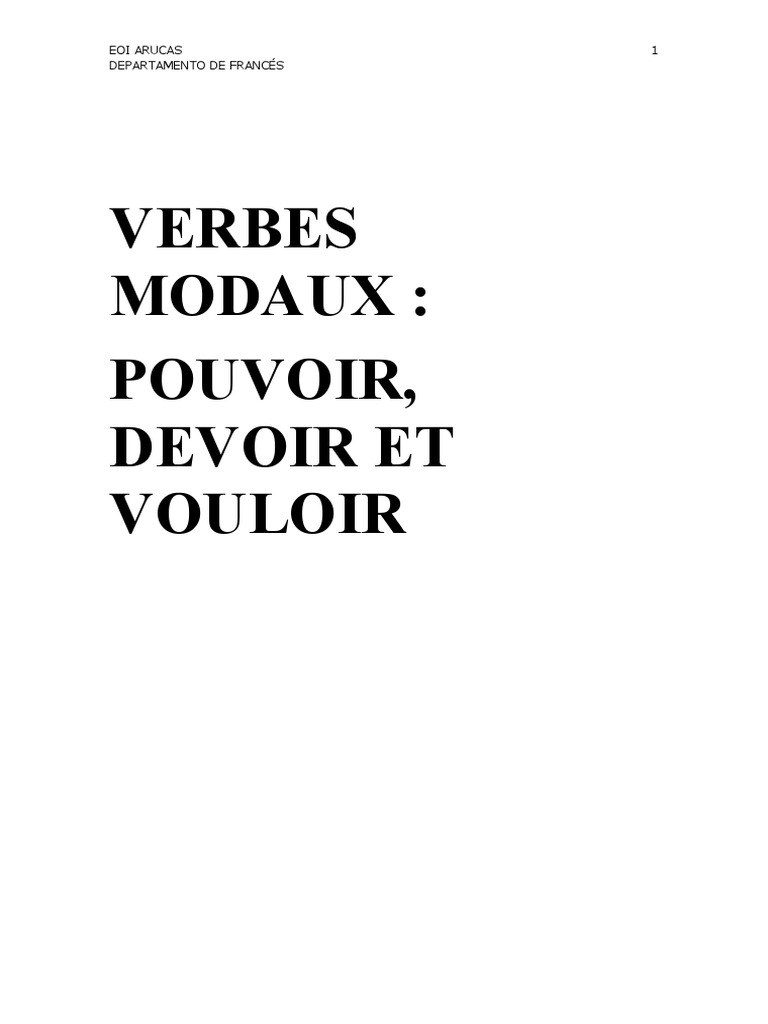 Dossier Verbes Modaux PDF | PDF | Des sports | Échecs
