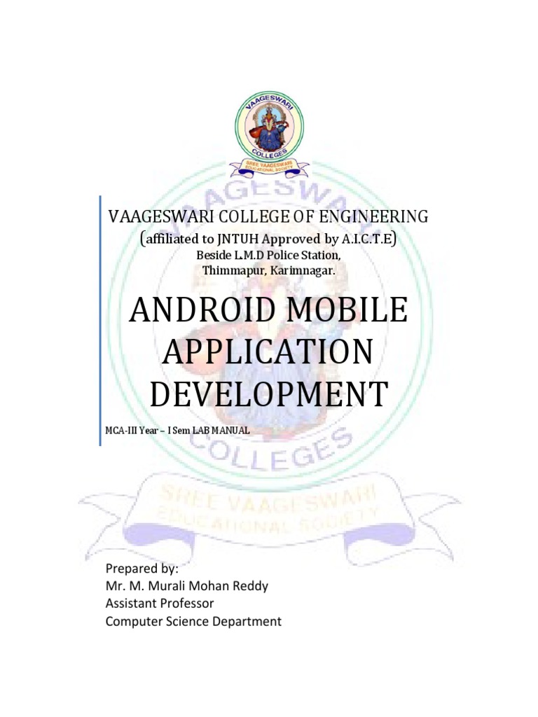 Android Mobile Application Development Lab Manual | PDF | Android (Operating System ...