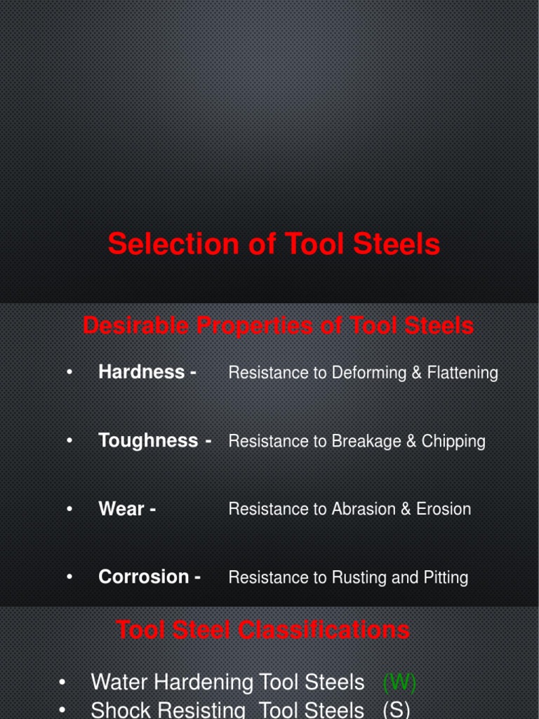 Selection of Tool Steels | PDF | Steel | Industrial Processes