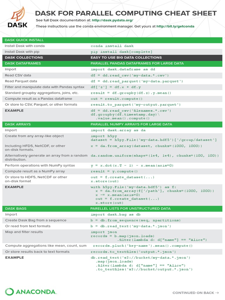 Dask Parallel Computing Cheat Sheet | PDF | Scheduling (Computing) | Parallel Computing