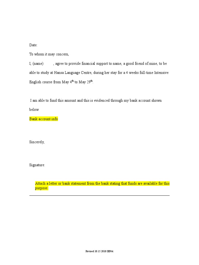 Letter of Financial Support | PDF