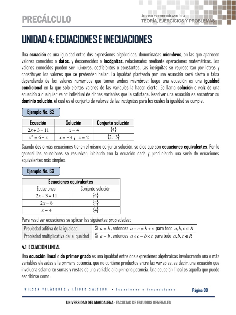 Resolución de Ecuaciones e Inecuaciones | PDF | Ecuaciones | Números