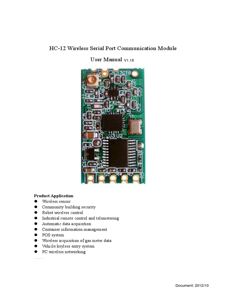 HC-12 Wireless Serial Port Communication Module User Manual: Product ...
