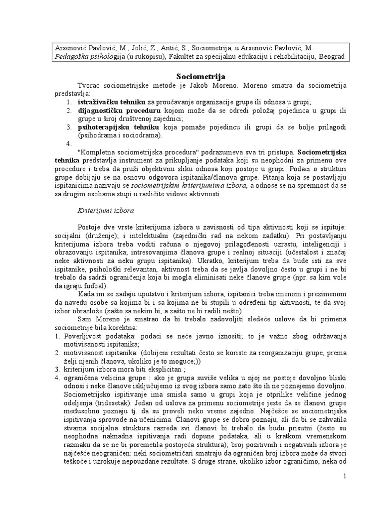 Sociometrija, Vazno | PDF