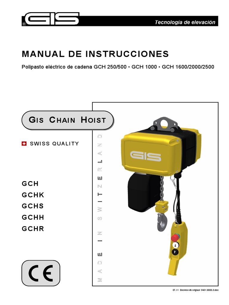 Polipasto eléctrico manual | PDF | Ingeniería mecánica | Bienes manufacturados