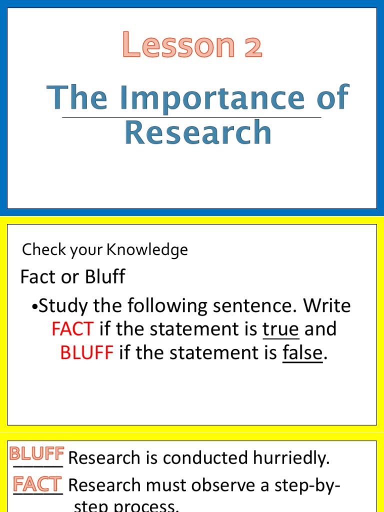 Lesson 2 The Importance of Research | PDF | Science | Decision Making