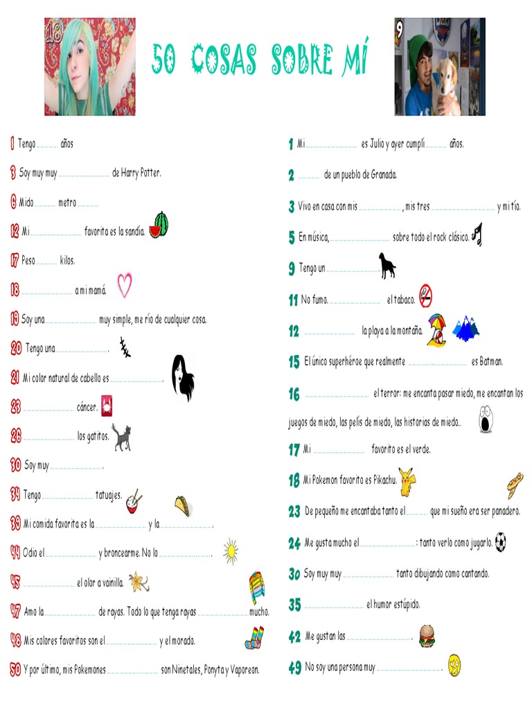 5 - 50 Cosas Sobre Mi | PDF | Ocio