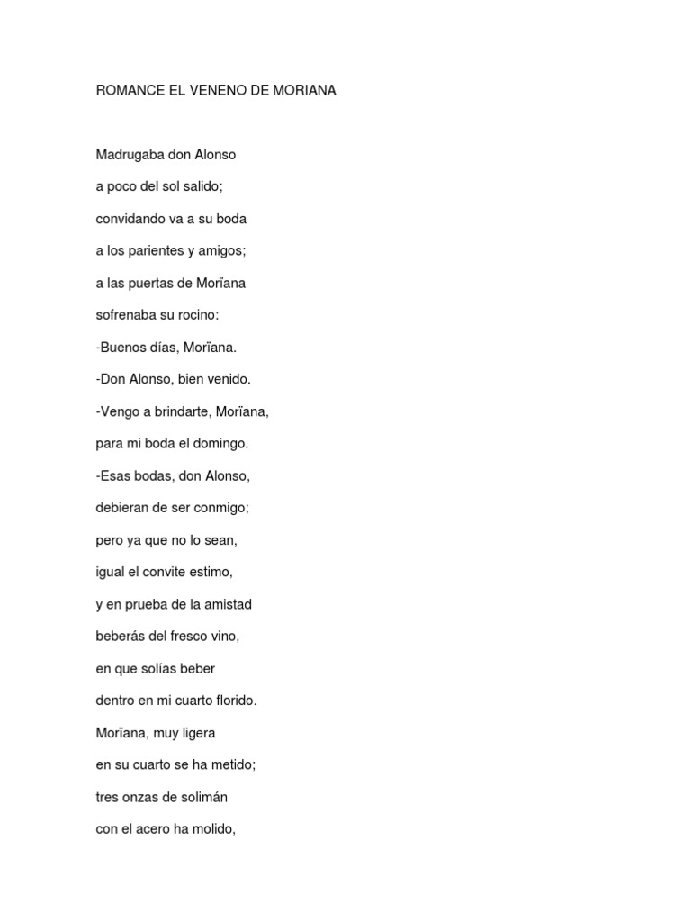 Romance El Veneno de Moriana | PDF