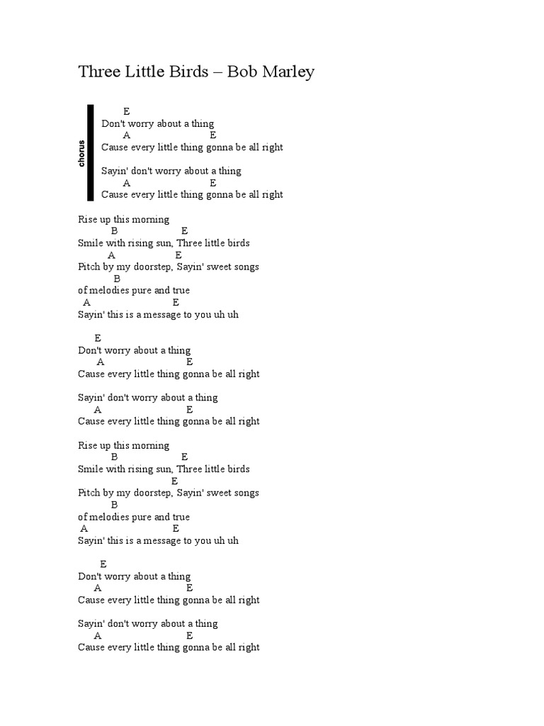 Guitar Chords For Three Little Birds