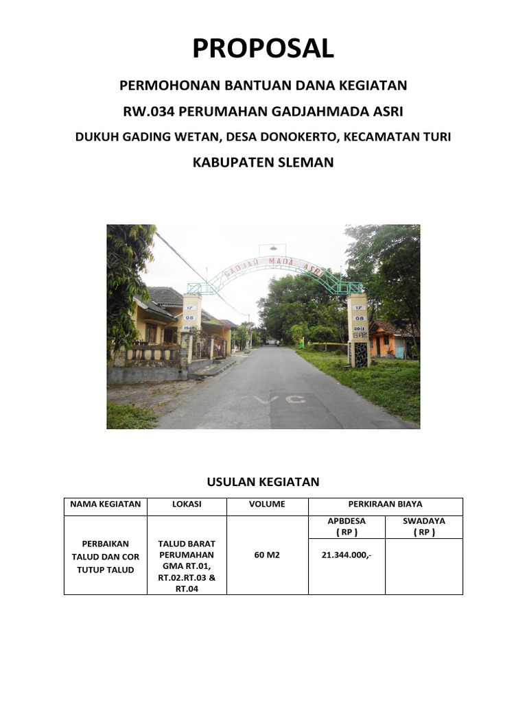 Proposal Bantuan Dana Ke Desa Donokertgo | PDF