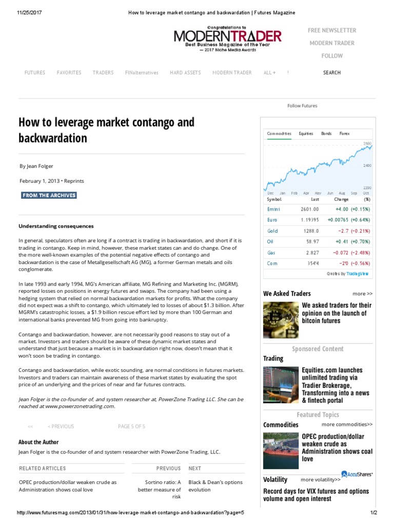 Understanding Contango and Backwardation | PDF | Futures Contract ...