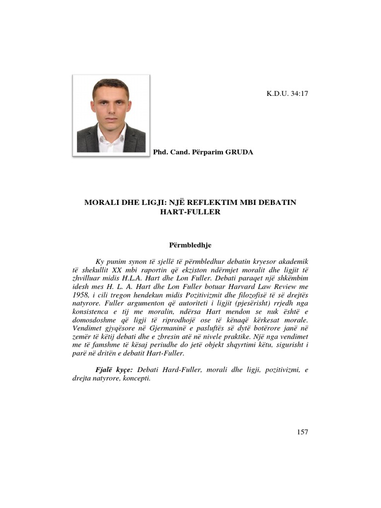 PHD - Cand - Përparim GRUDA Morali Dhe Ligji Një Reflektim Mbi Debatin ...