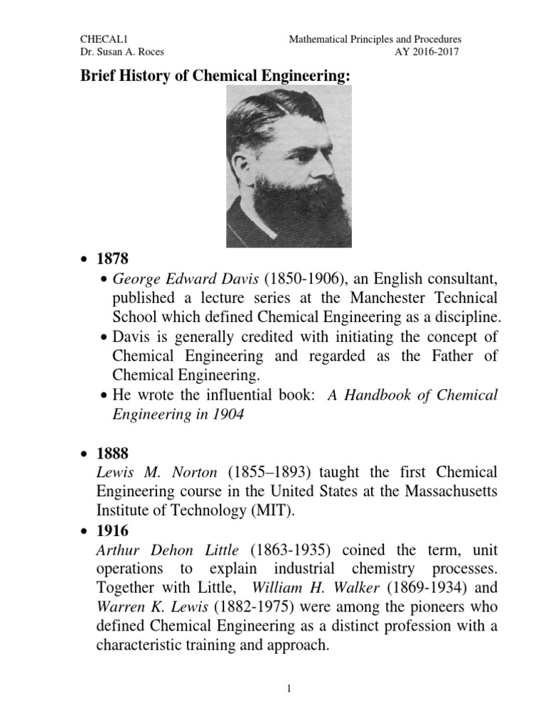 Brief History of Chemical Engineering | PDF | Chemical Engineering ...