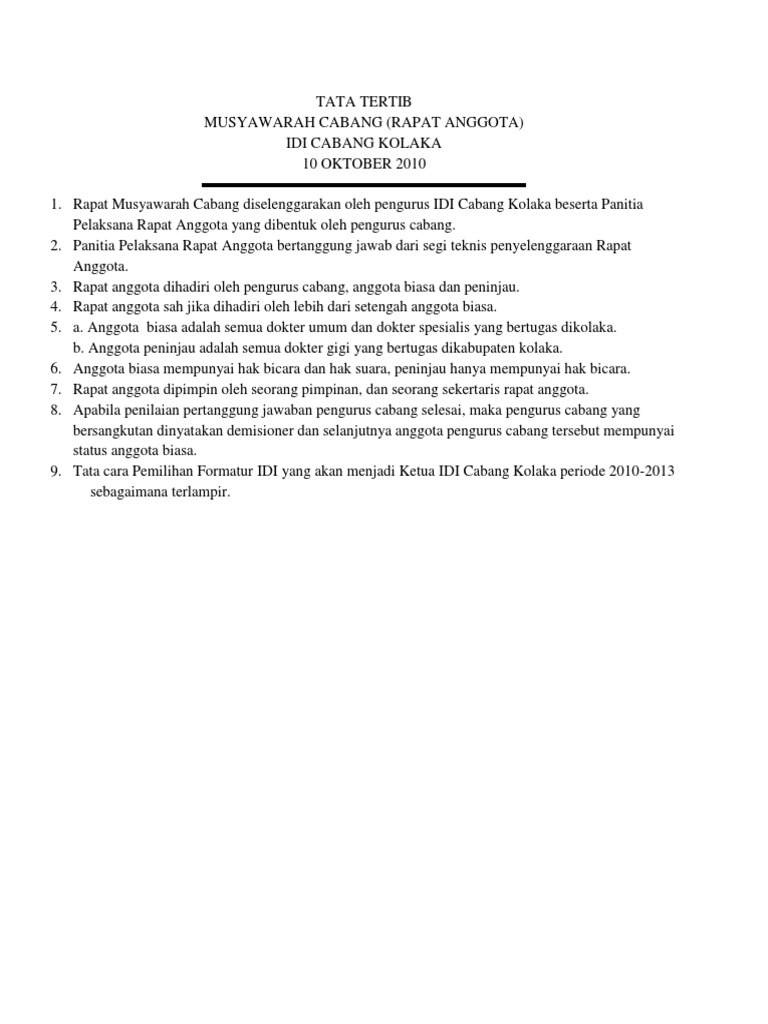 Tata Tertib Muscab Idi | PDF