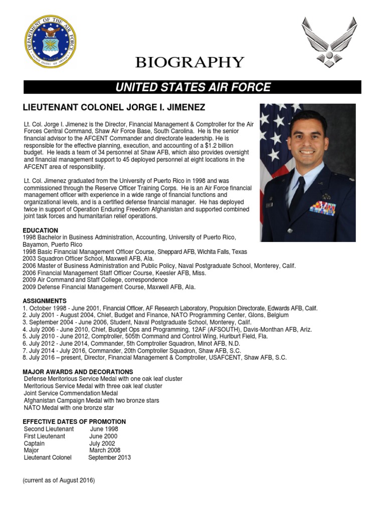 Jorge Jimenez - Air Force FYI - 2016 | PDF | Lieutenant Colonel (United ...