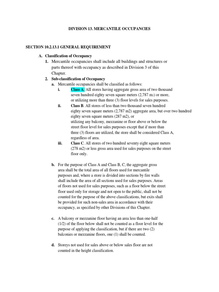 Mercantile Occupancies Shall Include All Buildings and Structures or | PDF | Business