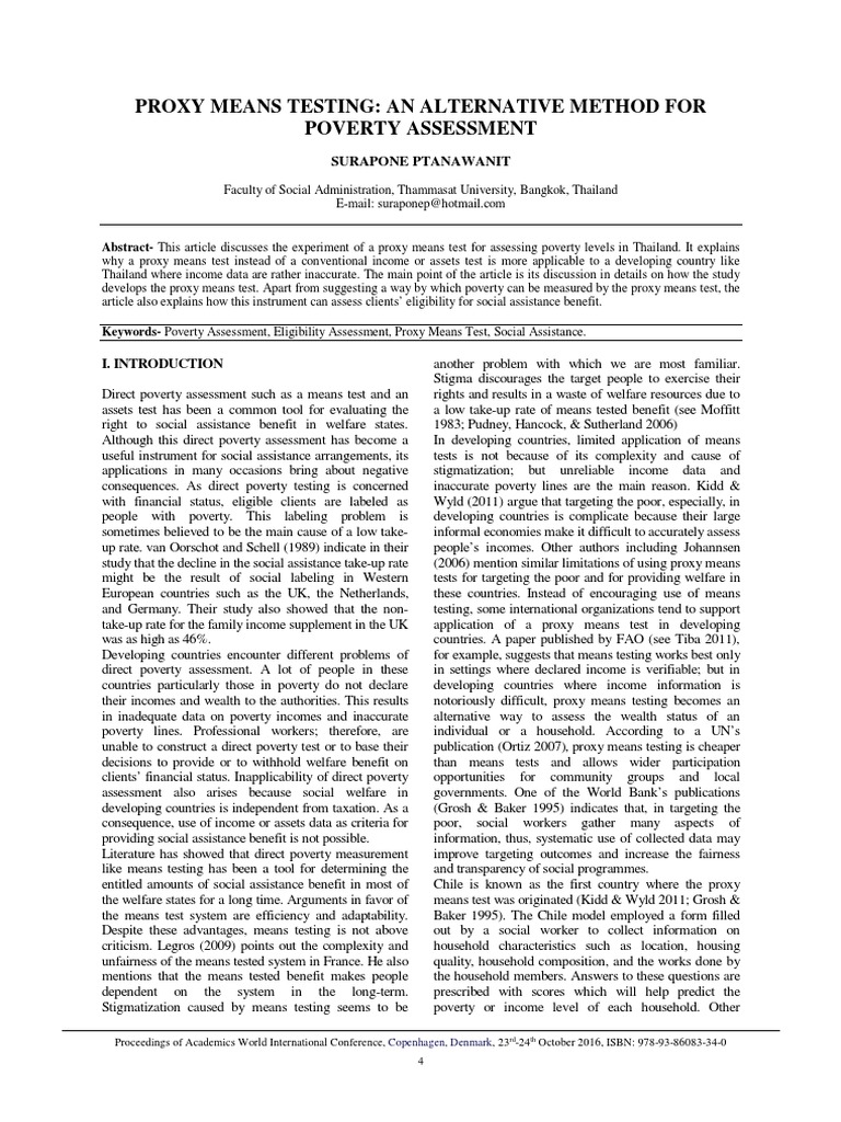 Proxy Means Testing: An Alternative Method For Poverty Assessment | PDF ...