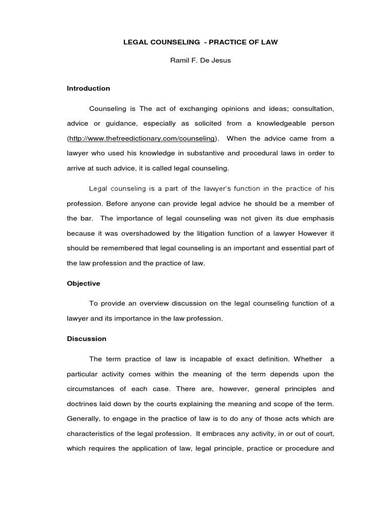 Legal Counseling | PDF | Practice Of Law | Lawyer