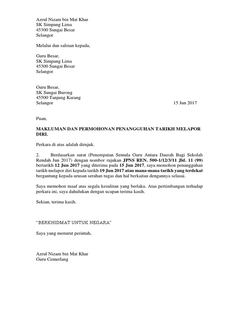 Surat Permohonan Penangguhan | PDF