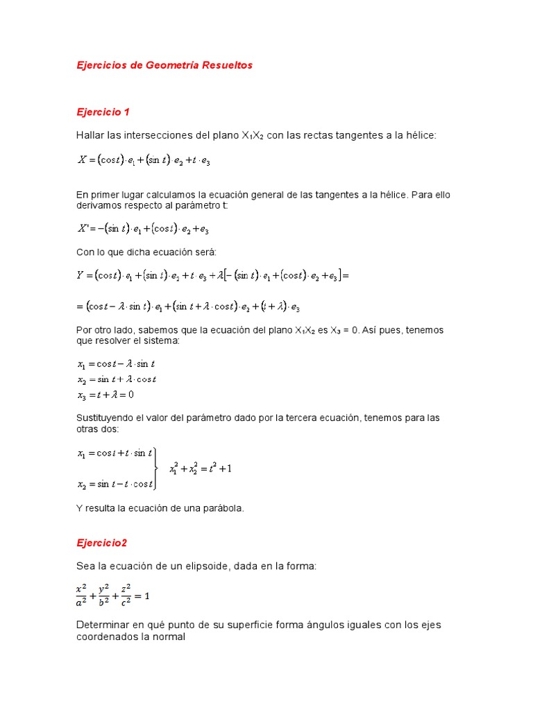 Ejercicios Resueltos de Geometria | PDF | Ecuaciones | Vector Euclidiano
