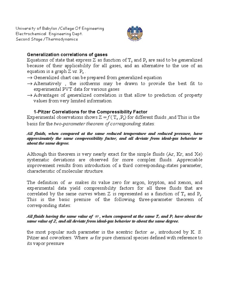 Pitzer Correlations | Physical Chemistry | Statistical Mechanics