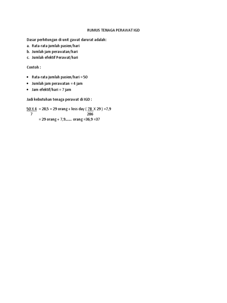 Rumus Tenaga Perawat Igd | PDF