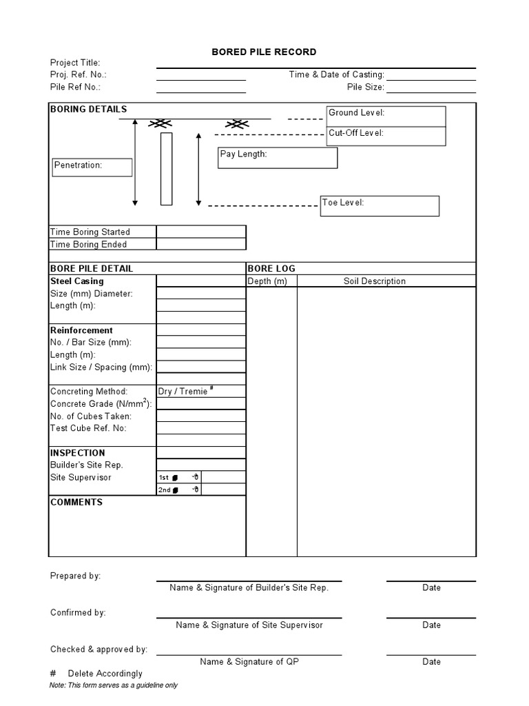 Bored Pile Record | PDF