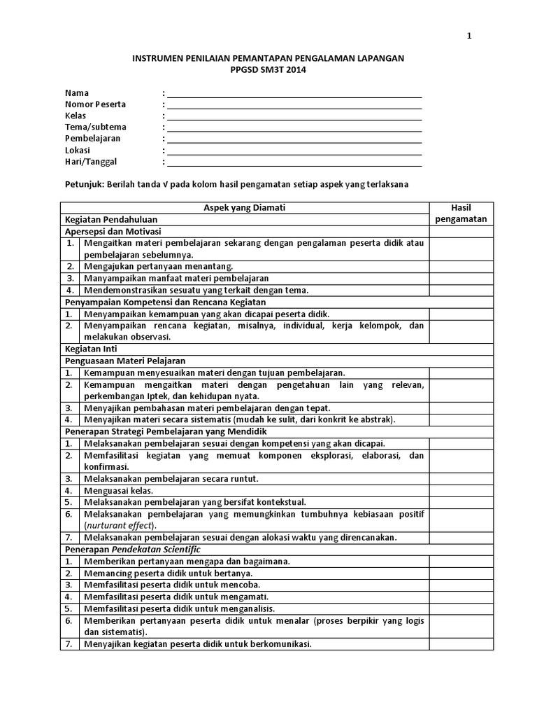 Instrumen Penilaian Praktek Mengajar | PDF