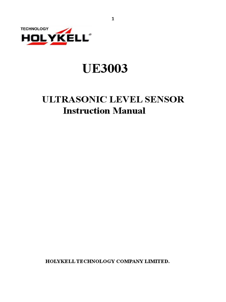 UE3003 Ultrasonic Level Sensor Manual | PDF | Technology & Engineering