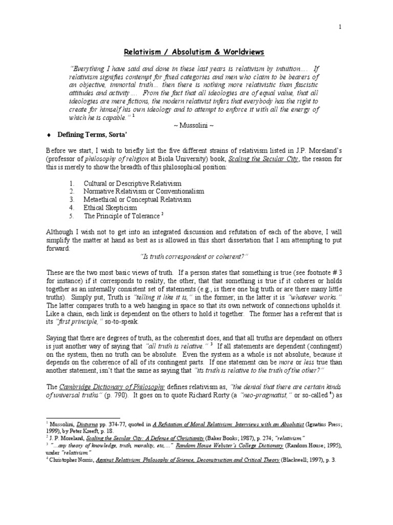 Relativism - Philosophy 101 | PDF | Relativism | World View