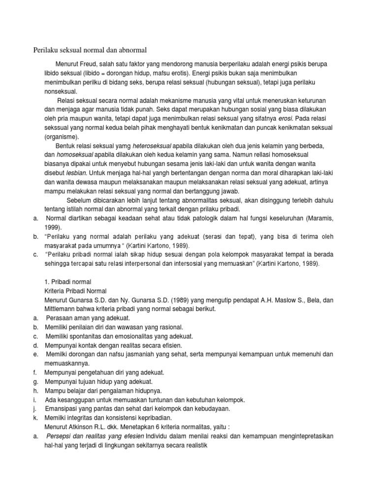 Perilaku Seksual Normal Dan Abnormal | PDF
