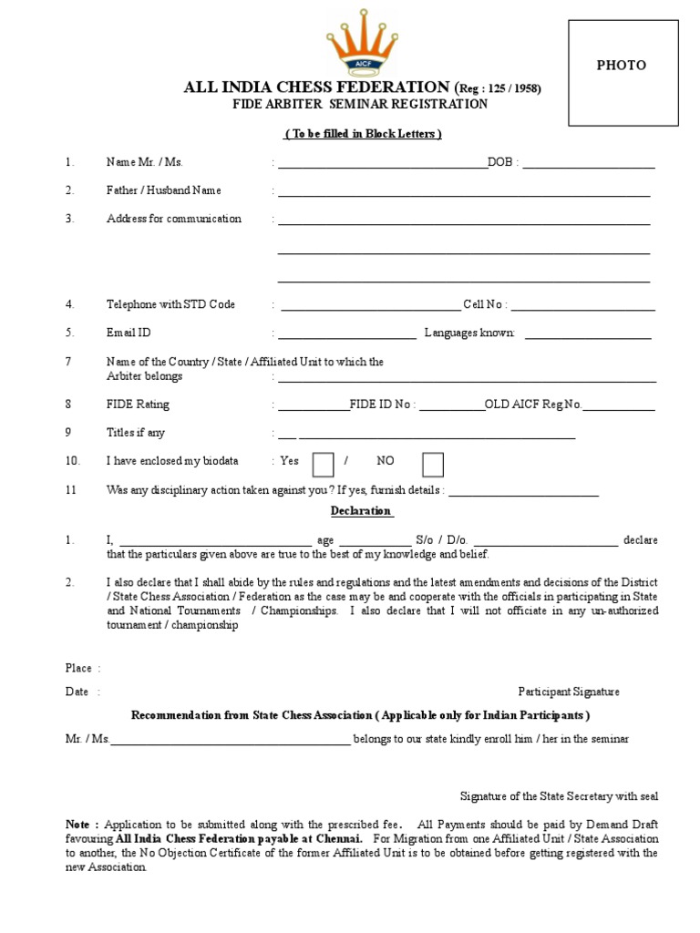 FIDE Arbiter Registration Form | PDF | Government Information | Government