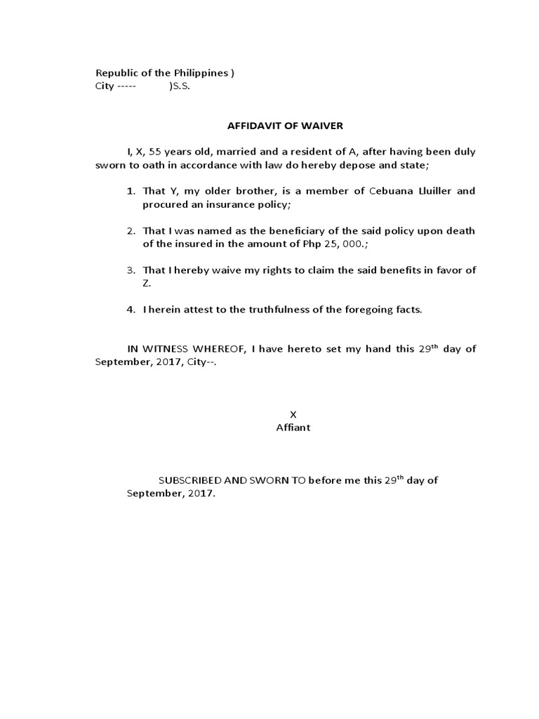 Waiver Affidavit | PDF